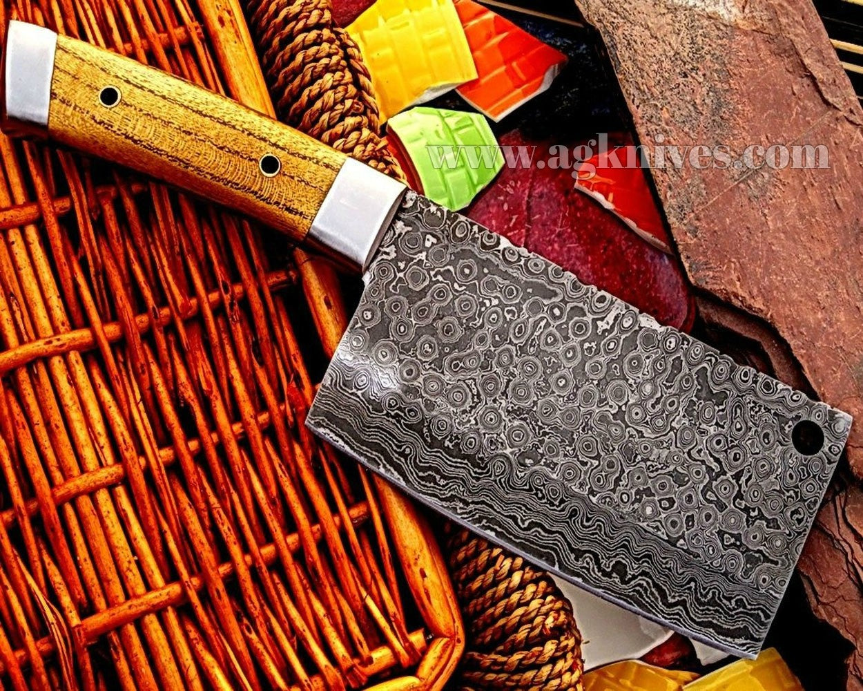 cleaver knife custom made damascus steelRaindrop blade kitchen usable ...
